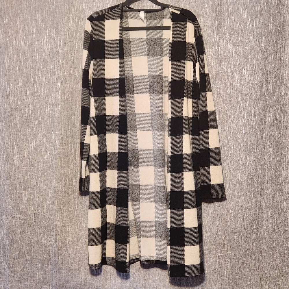 Honeyme Duster Black And White Checkered Plaid With P… - Gem